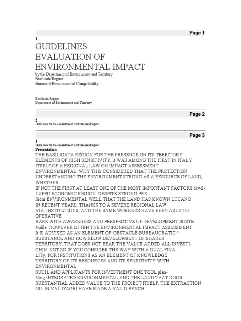 Guidelines For Environmental Impact Assessment National Environmental