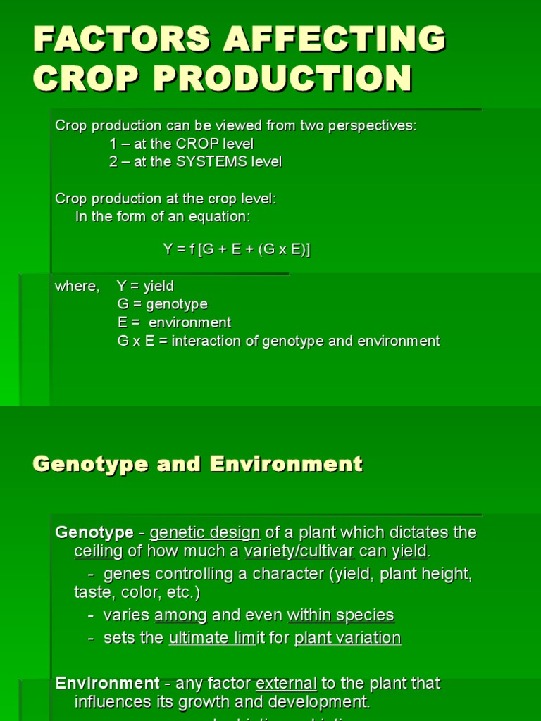Factors Influencing Crop Production | PDF | Soil | Rain