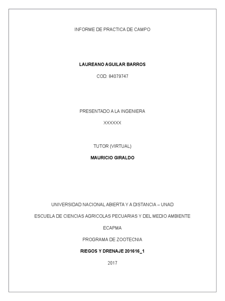 Informe de Practica de Campo | PDF | Riego | Agricultura