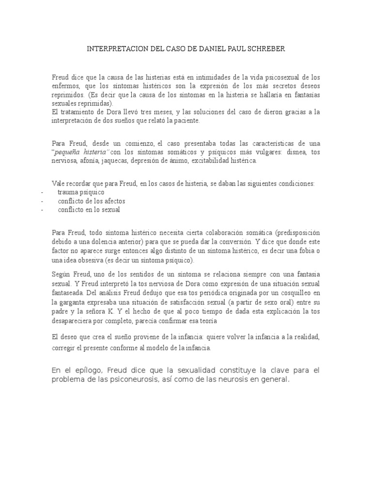 Interpretacion Del Caso de Daniel Paul Schreber | PDF | Sigmund Freud ...