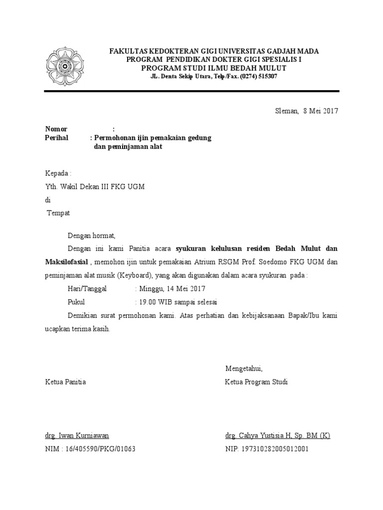 Surat Peminjaman Auditorium | PDF