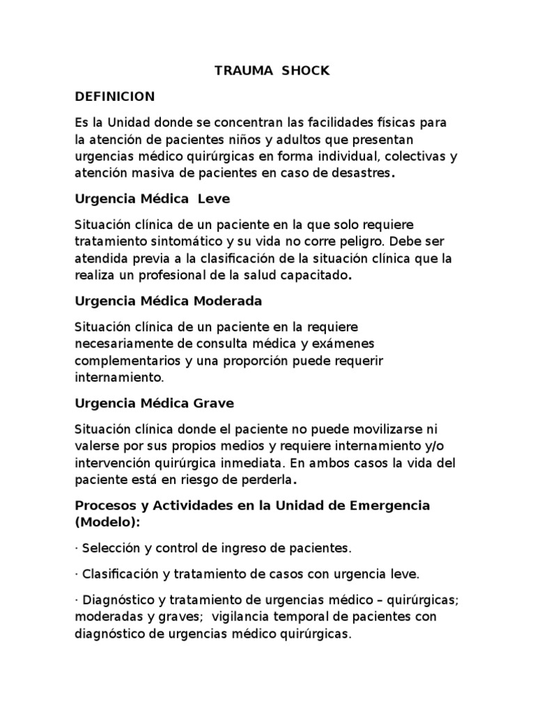 Trauma Shock | PDF | Reanimación cardiopulmonar | Lesión
