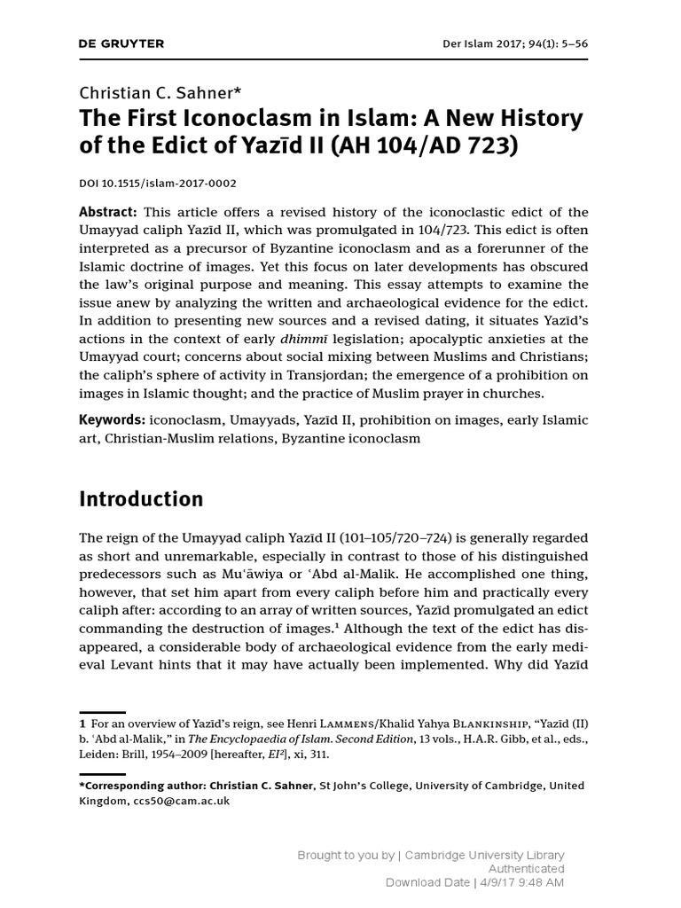 Early Islamic Iconoclasm Explored | PDF | Byzantine Empire | Religion ...