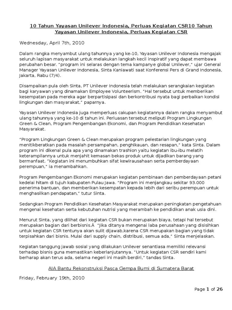 Contoh Penerapan CSR | PDF