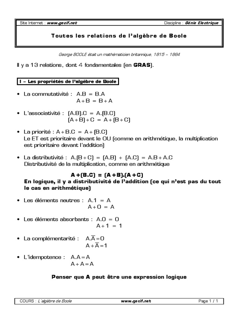 Algebre de Boole PDF | PDF | Théorie des anneaux | Algèbre générale