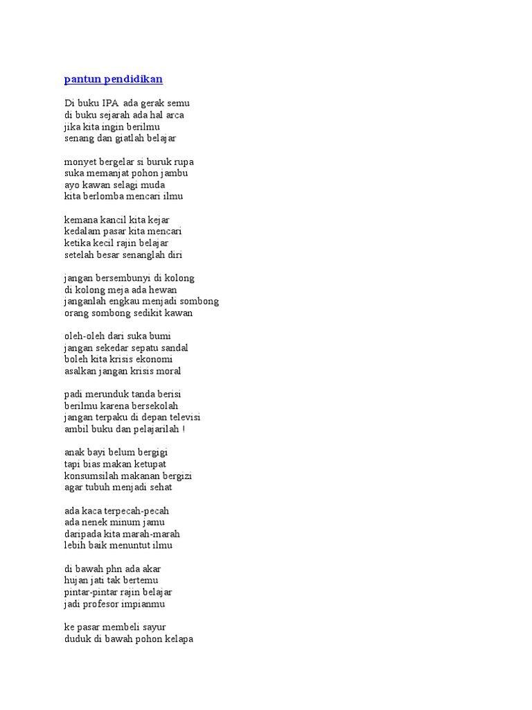 Pantun Pendidikan | PDF