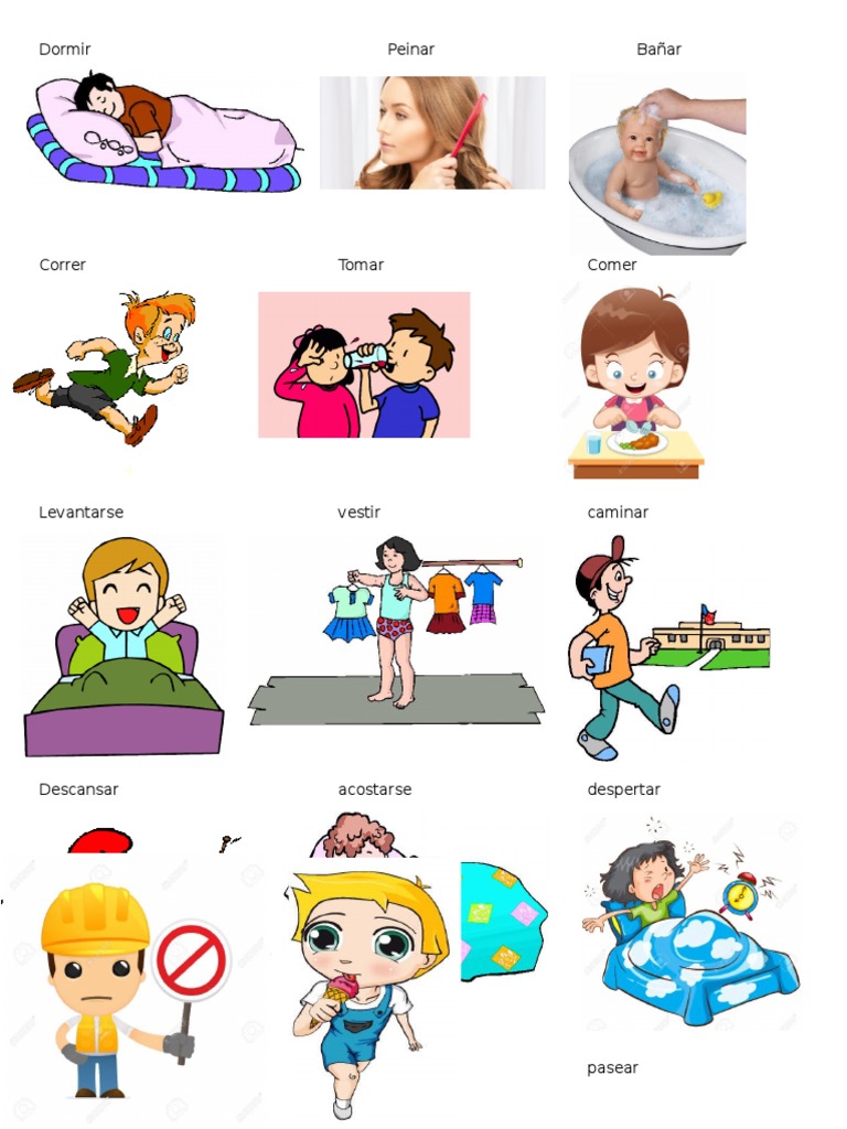 20 Verbos Ilustrados para Niños | PDF