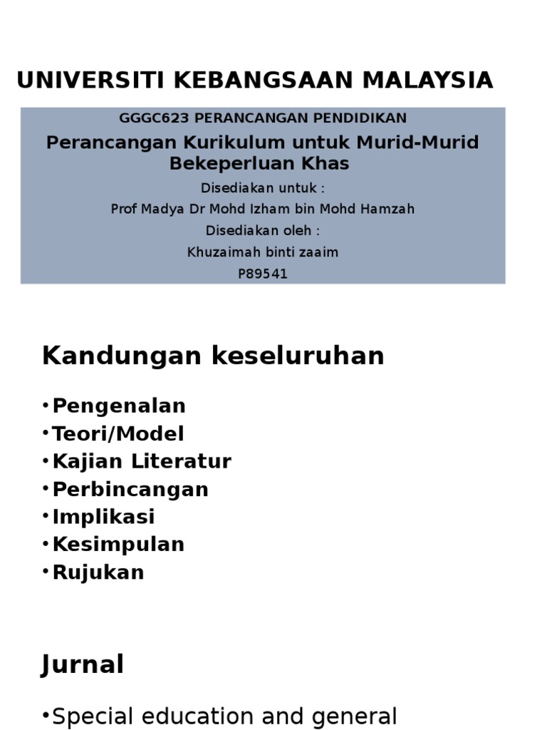 Pembentangan Perancangan Kurikulum Pendidikan Khas | PDF