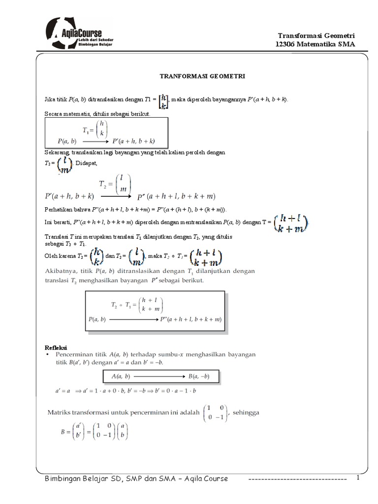 Modul Bimbel Gratis SMA Kelas 12 12306 Matematika Transformasi Geometri | PDF
