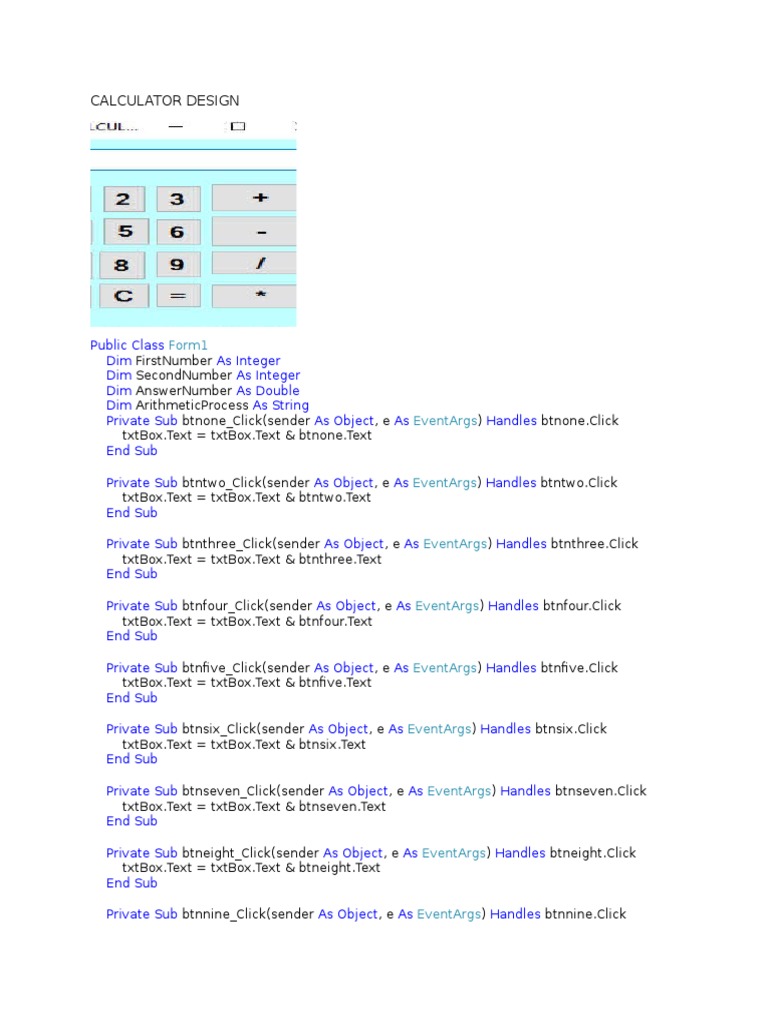 Calculator Design: Form1 | PDF | Computer Programming | Software Engineering