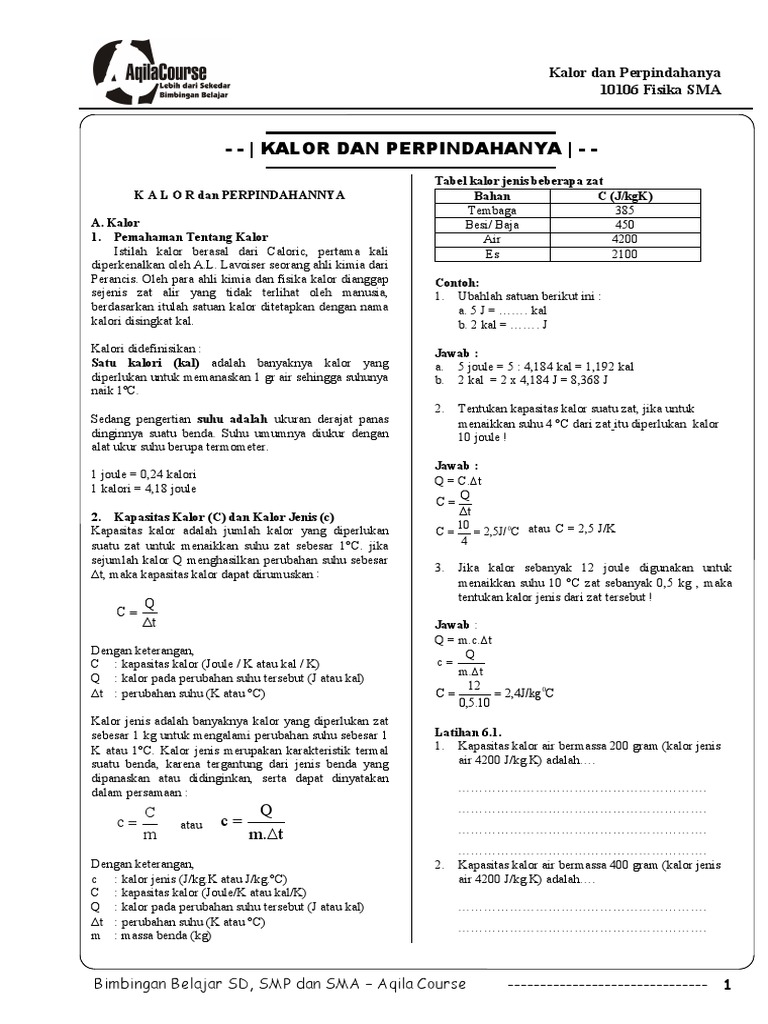 Modul Bimbel Gratis Kelas 10 SMA Fisika Kalor | PDF