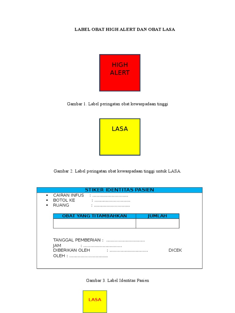 Label Obat High Alert Dan Obat Lasa | PDF