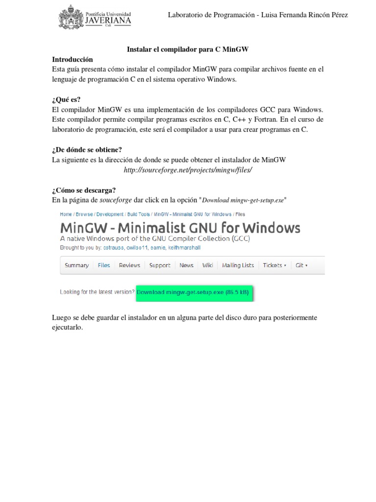Cómo instalar el compilador MinGW para C en Windows | PDF | Compilador | Programación de ...