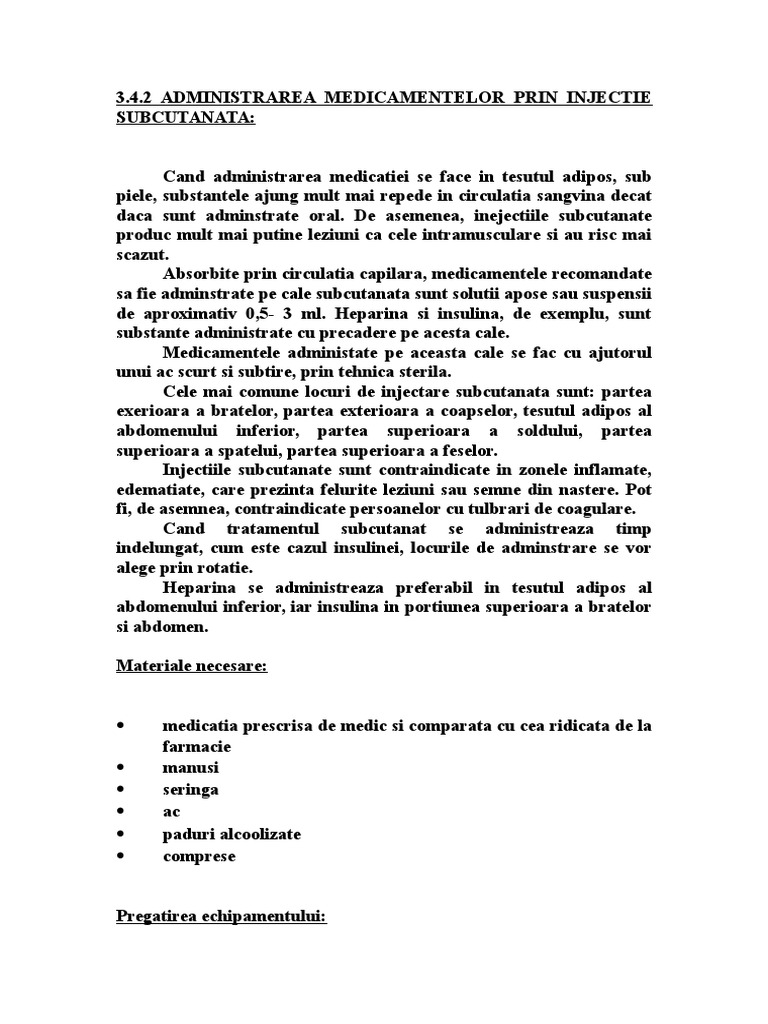 Injectia Subcutanata | PDF