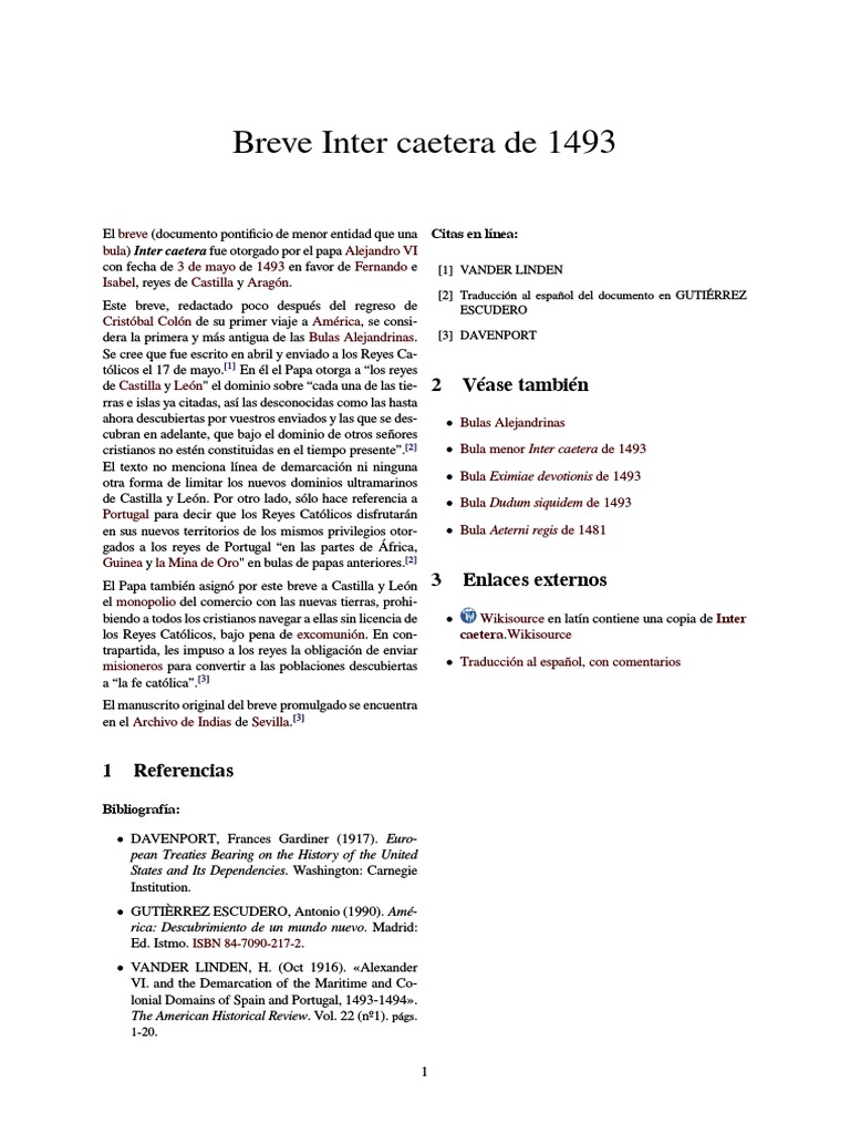Breve Inter Caetera de 1493 | PDF | Papa | Santa Sede