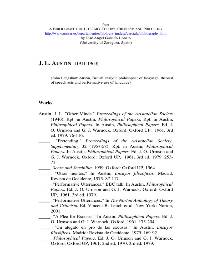 Austin.J.L - Performative Utterances (on Bbc) | Deconstruction ...