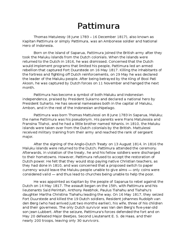 Biography Pattimura English | PDF | Conflicts | Military