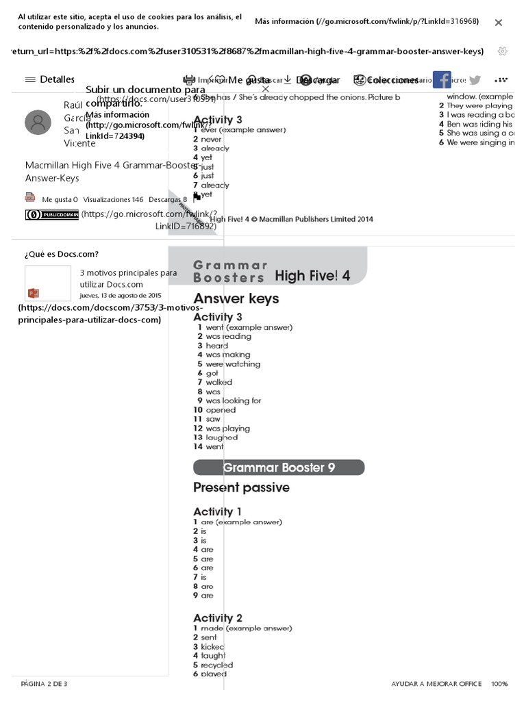Macmillan High Five 4 Grammar-Booster-Answer-Keys - Docs | PDF | Software de la aplicacion ...