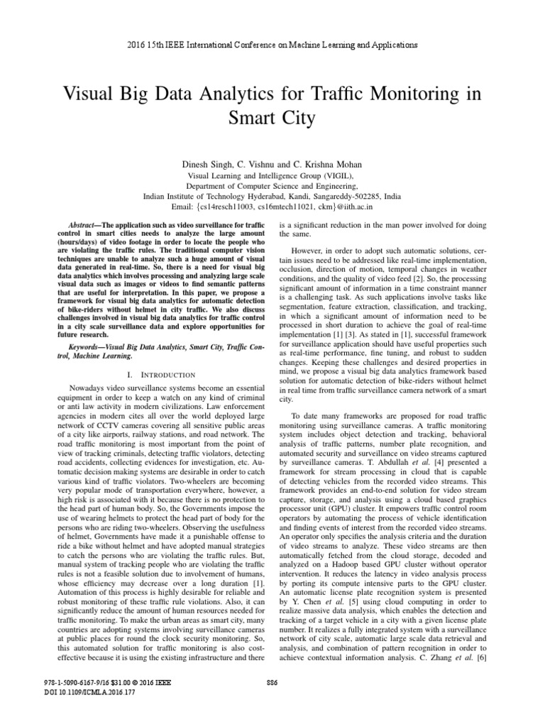 Visaul Big Data Analytics For Traffic Monitoring in Smart City | PDF ...