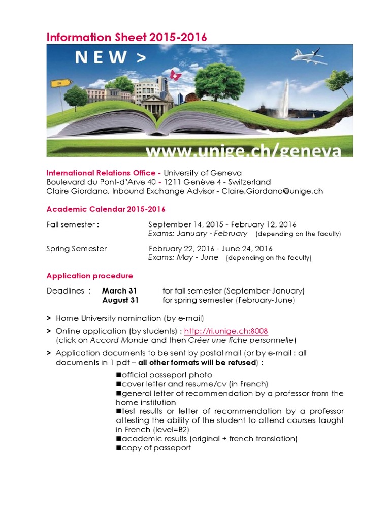 NEW Information Sheet 2015 16v2 | PDF | Academic Term | Academia