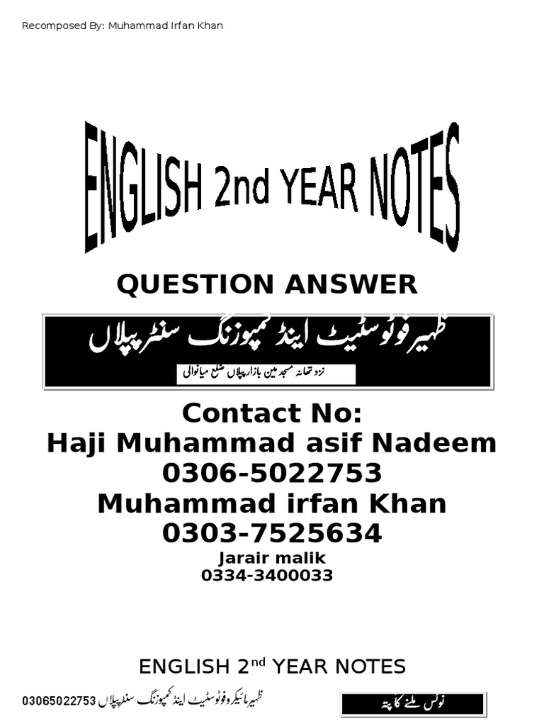 English 2nd Year Notes Pdf Penicillin Nature