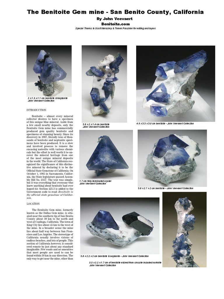 Benitoite | PDF | Gemstone | Rock (Geology)
