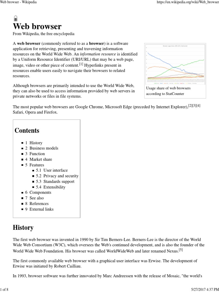 Web Browser: From Wikipedia, The Free Encyclopedia | PDF | Web Browser ...