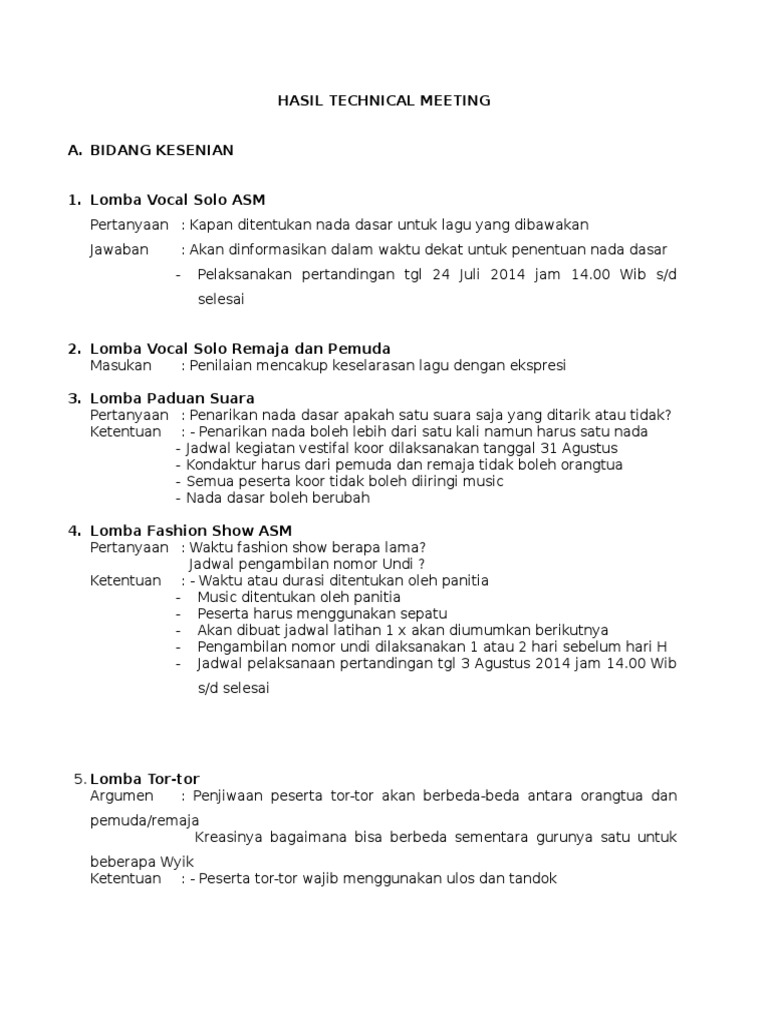 Hasil Technical Meeting | PDF