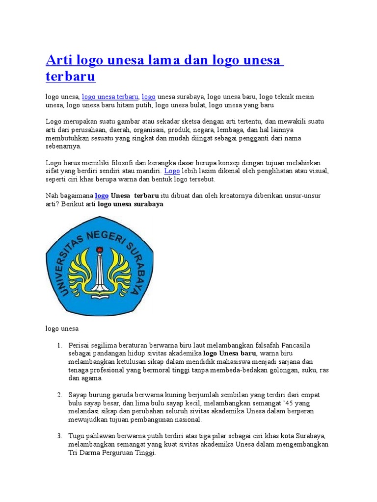 Arti Logo Unesa Lama Dan Logo Unesa Terbaru | PDF
