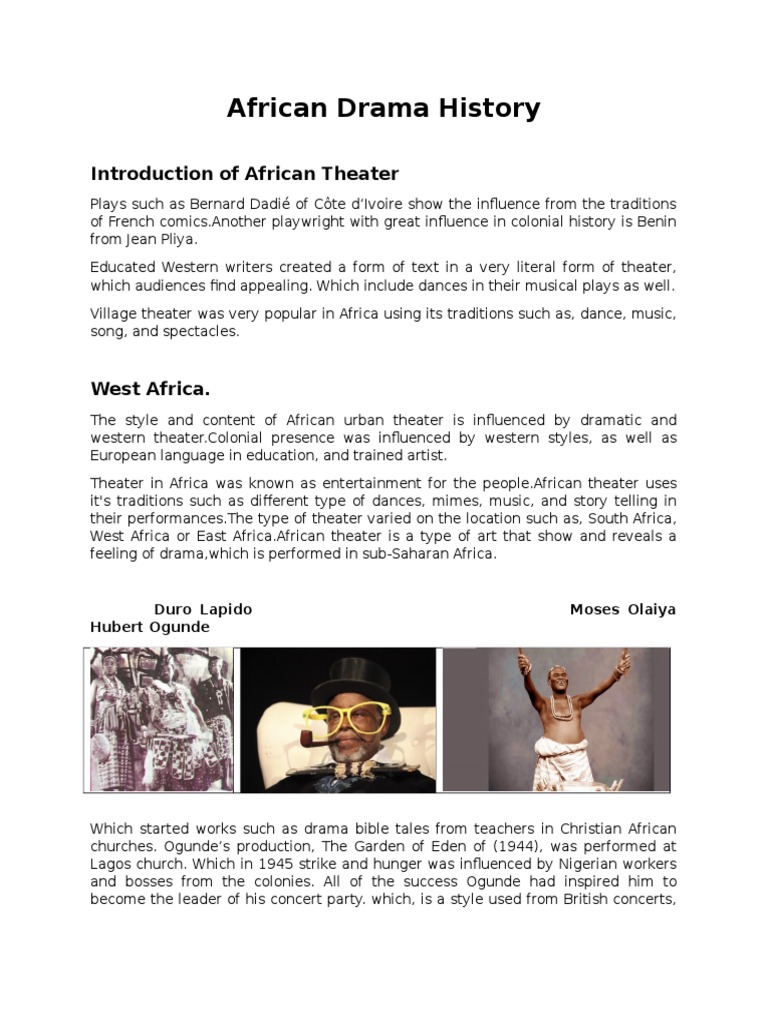 African Drama History | Theatre | Leisure