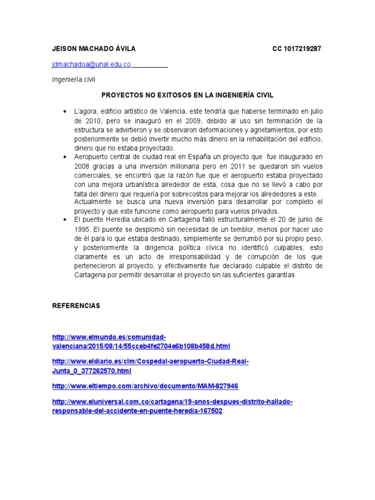 Proyectos Fallidos en Ingeniería | PDF