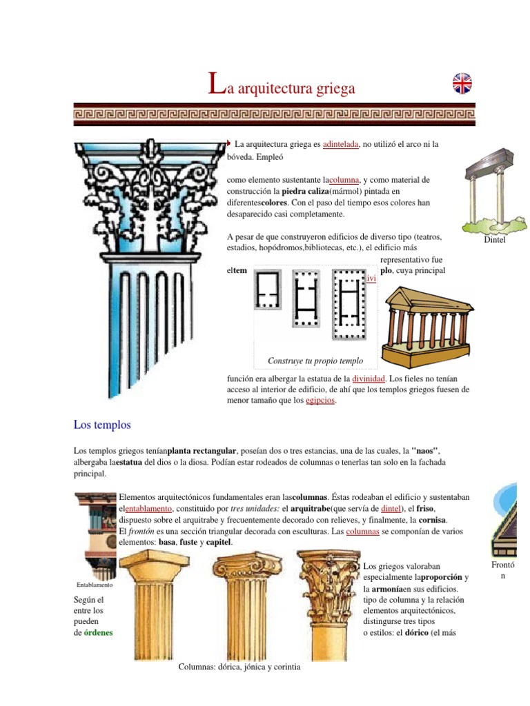 La Arquitectura Griega | PDF | Antigua Grecia | Elementos arquitectónicos