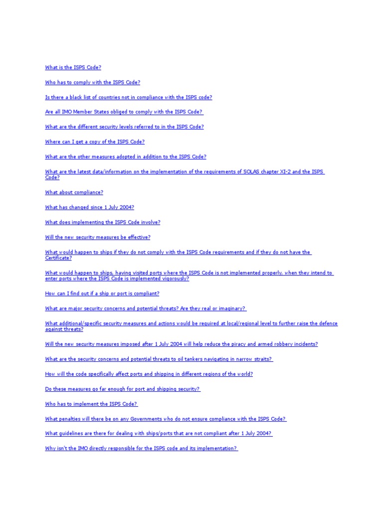 ISPS Code | Download Free PDF | Threat (Computer) | Regulatory Compliance