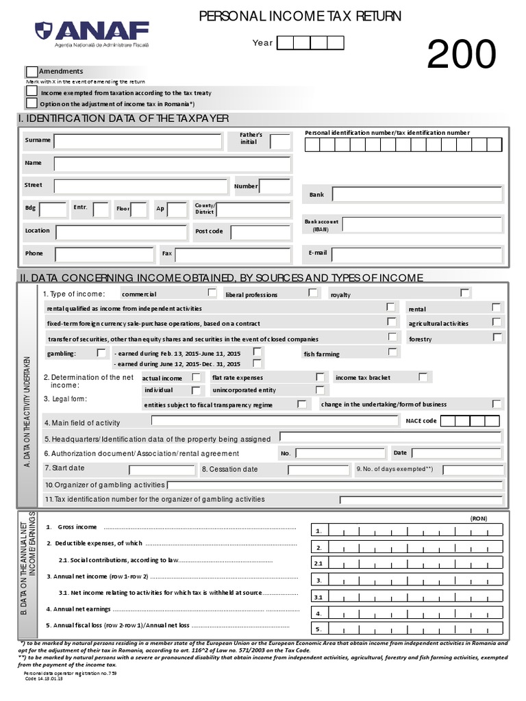 Formular 200 Anaf Eng | Tax Bracket | Income Tax