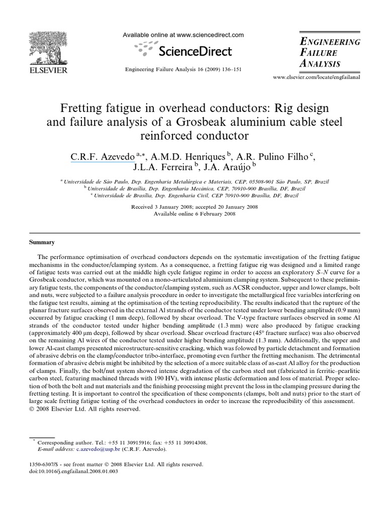 Overhead Conductor Fatigue Analysis | PDF | Fracture | Fatigue (Material)