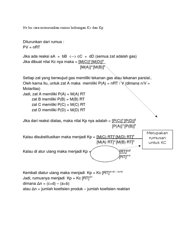 Cara Menurunkan Rumus Hubungan KC Dan KP | PDF