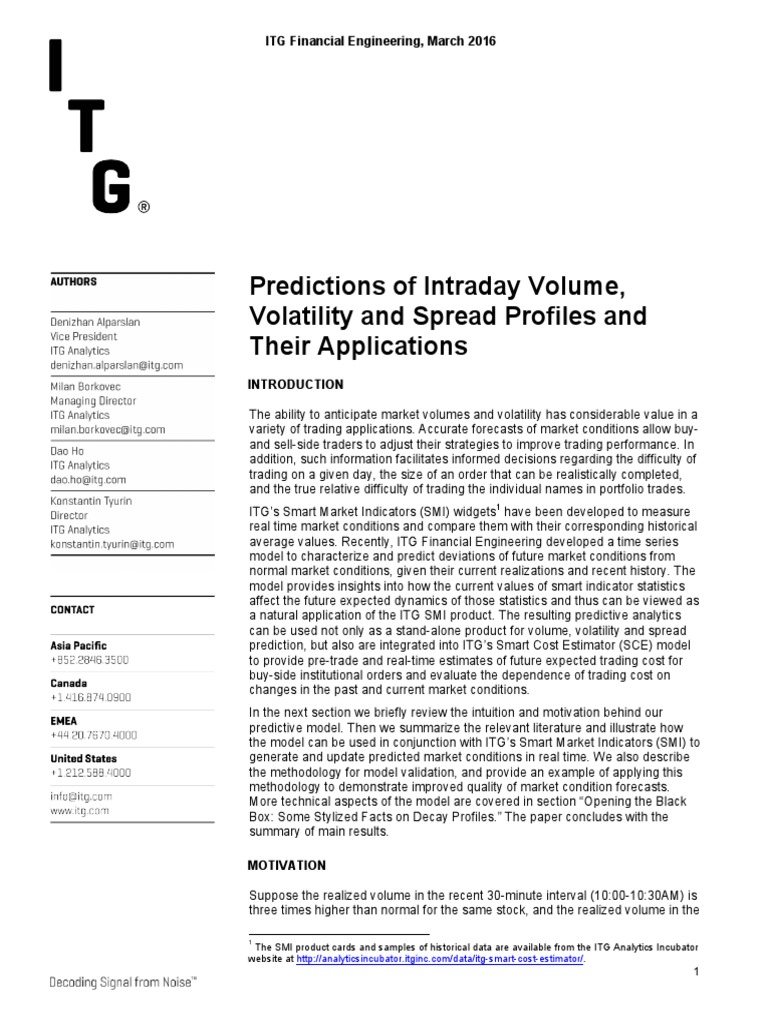 Predicting Intraday Volume | Download Free PDF | Prediction | Volatility (Finance)