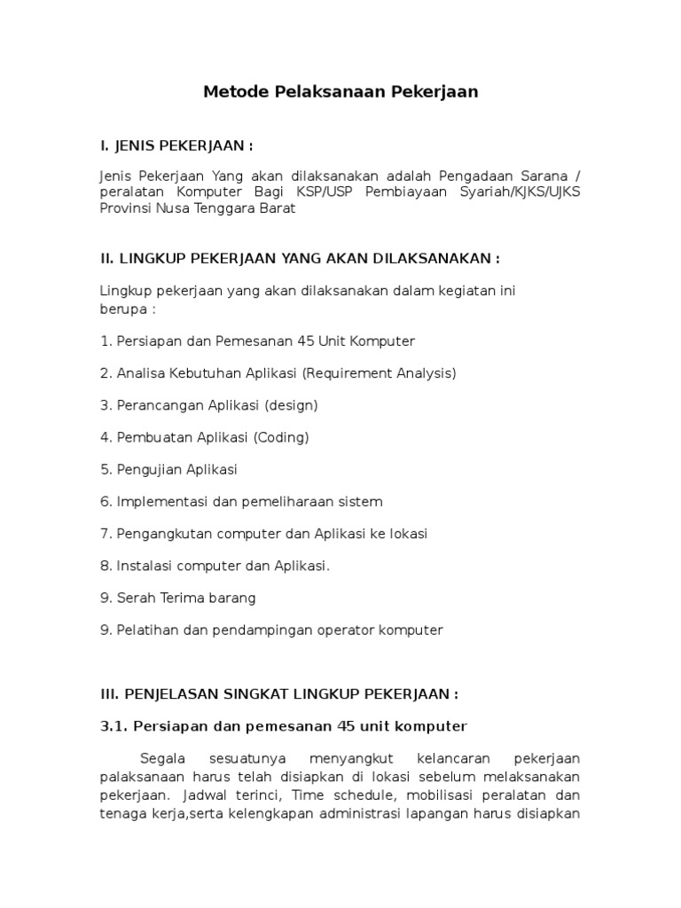 Metode Pelaksanaan Proyek | PDF