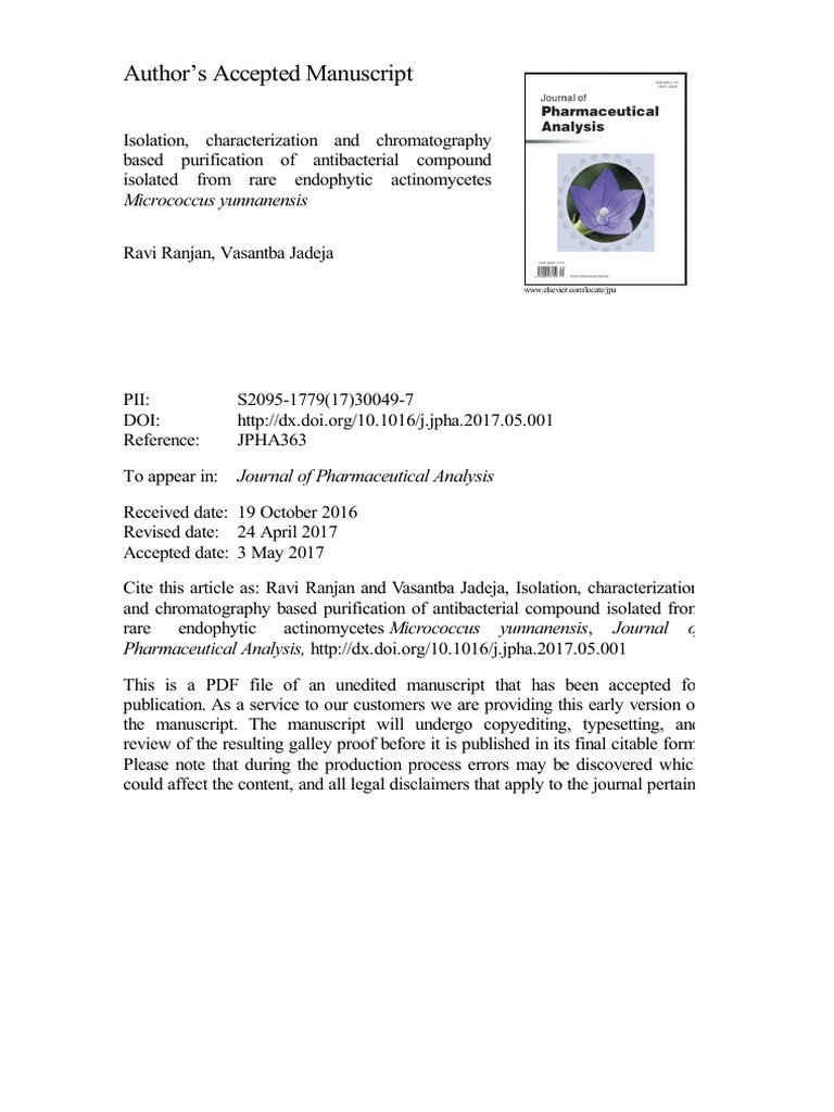 Antibacterial Compound from Micrococcus yunnanensis | PDF | Thin Layer ...