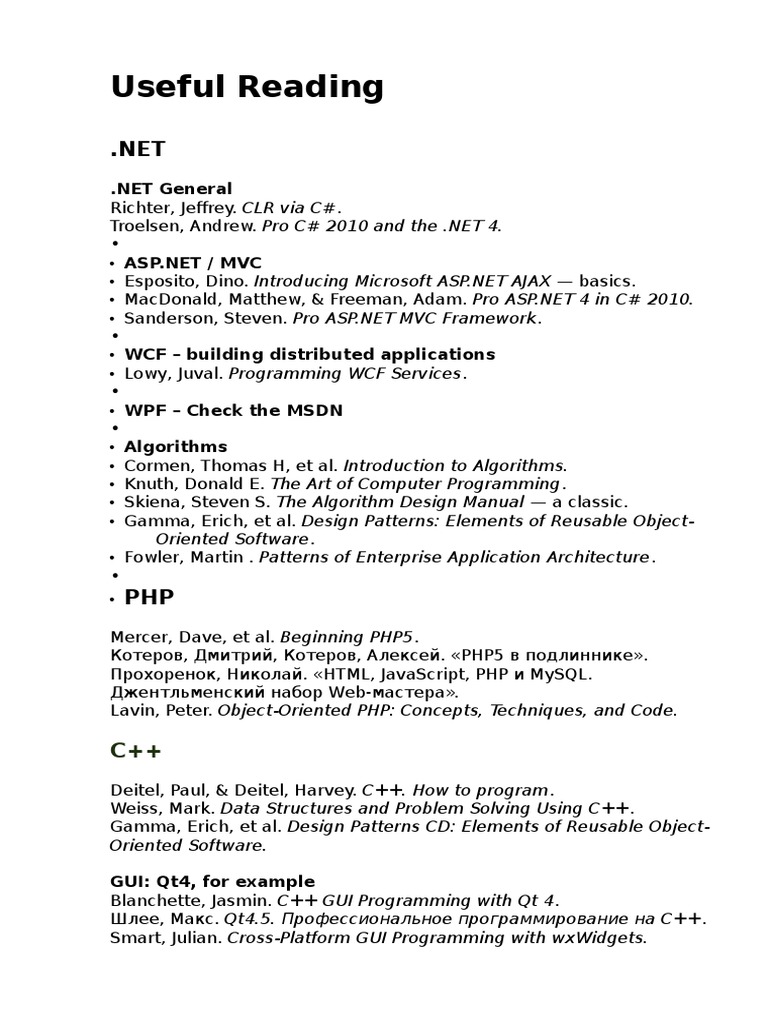 Literature | PDF | Object Oriented Programming | Php
