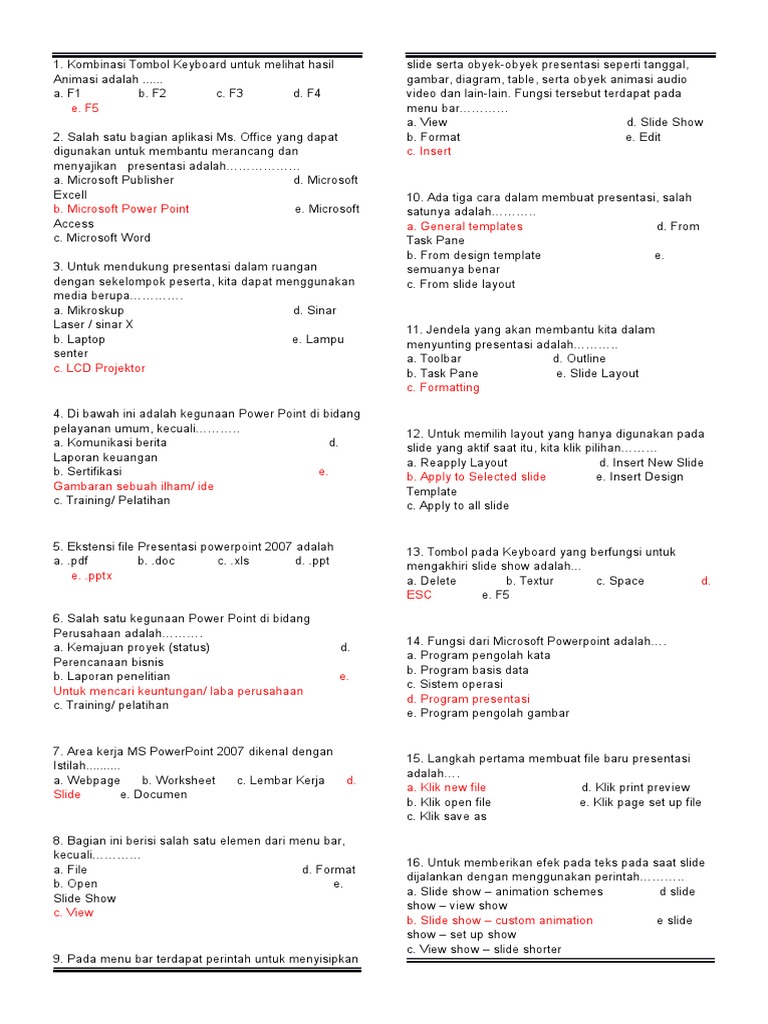 Soal TIK TTG PowerPoint | PDF | Komputer