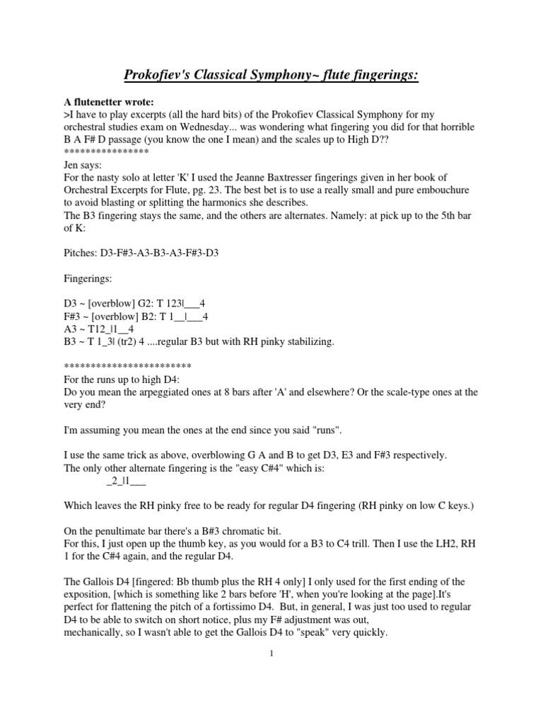 Prokofiev Classical Symphony Fingerings | PDF | Musical Instruments ...