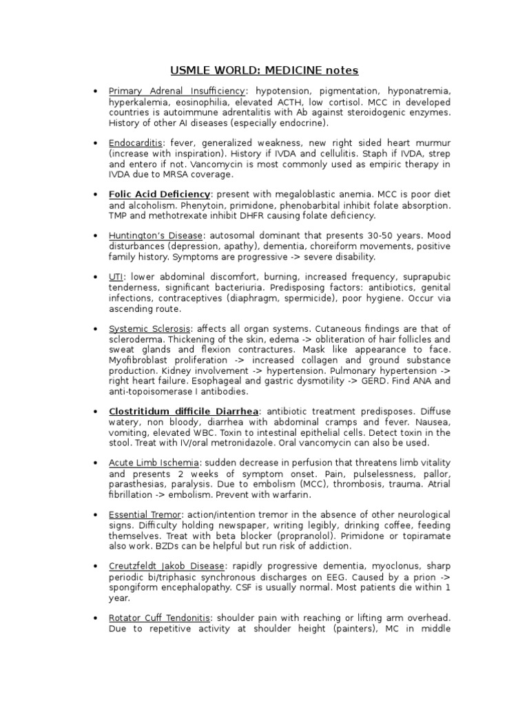 USMLE WORLD Medicine Notes | PDF | Anemia | Chronic Obstructive ...