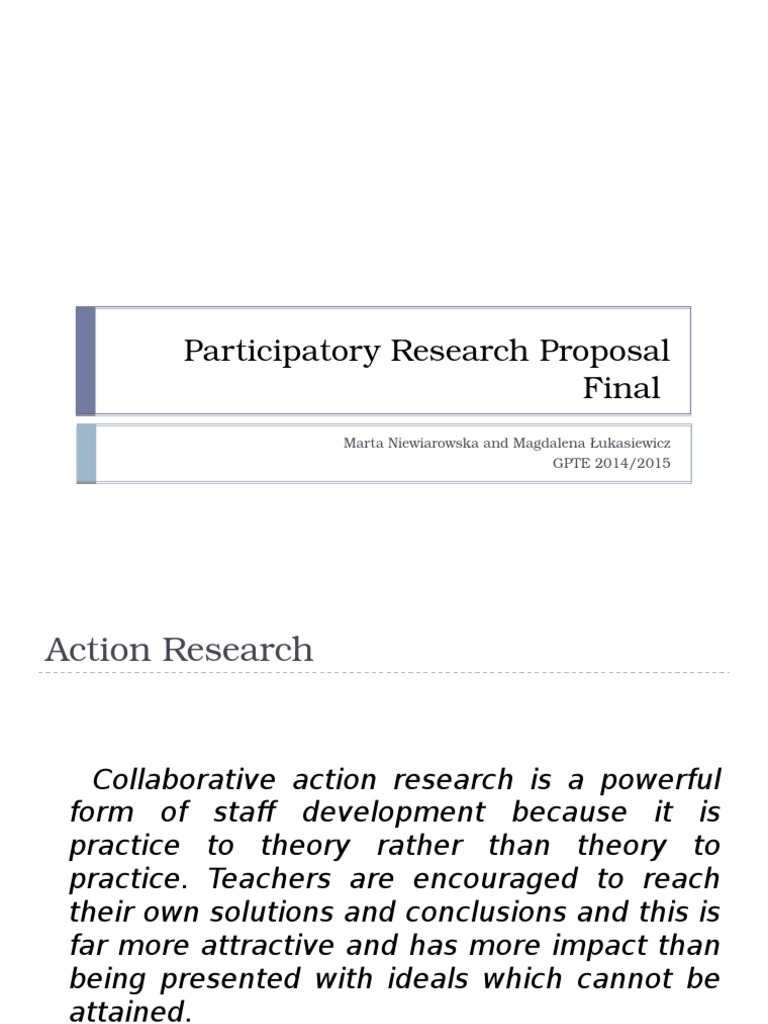 Participatory Research Proposal | PDF | Action Research | Teachers
