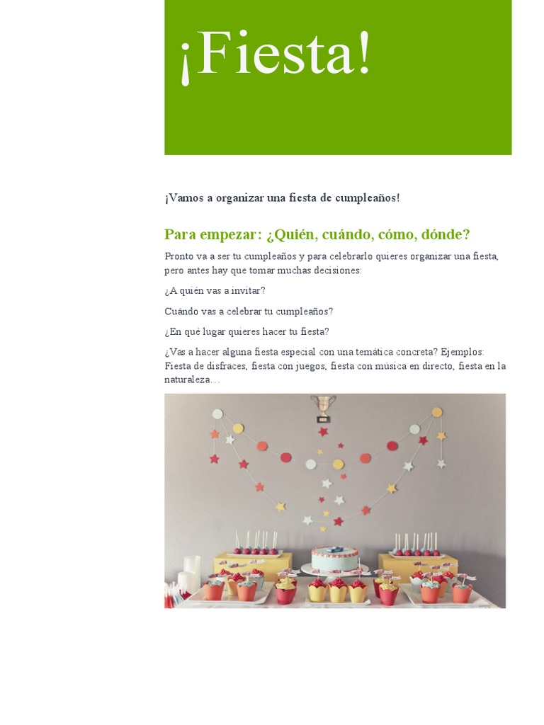 Fiesta Español A1 | PDF | Cumpleaños | Ocio
