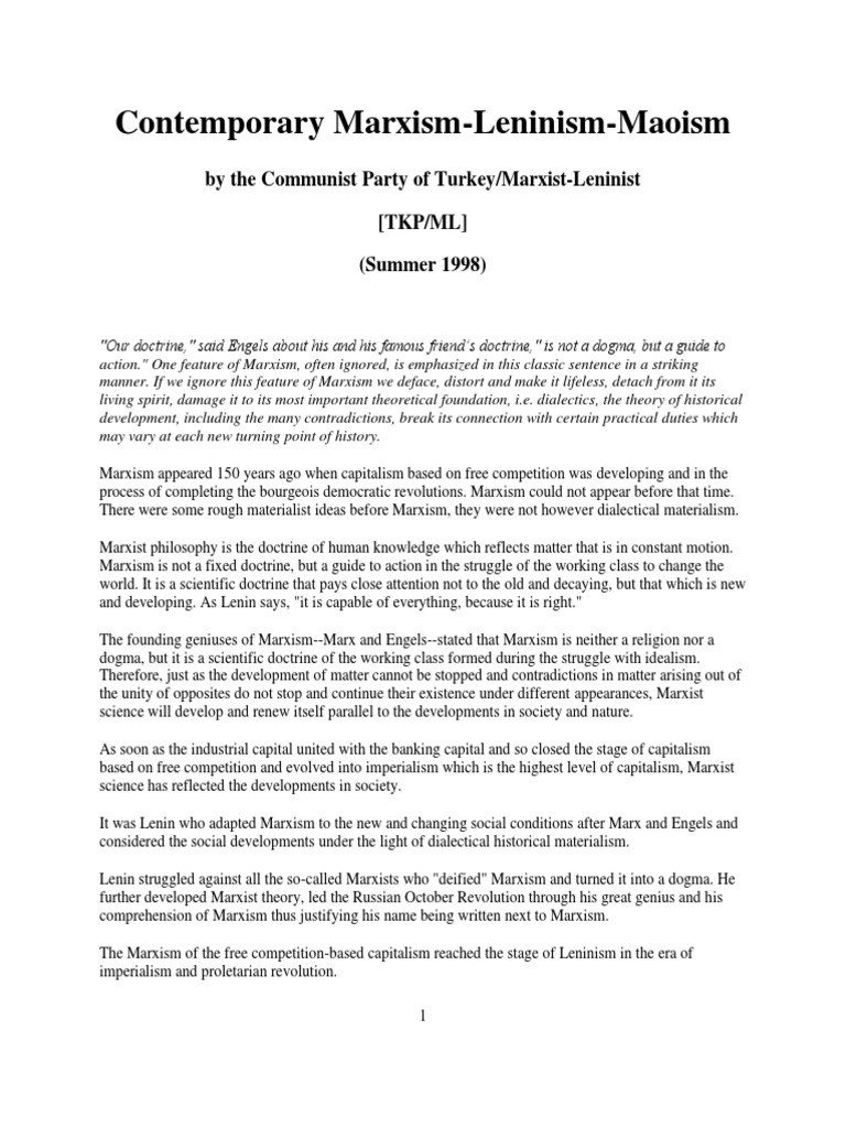 Communist Party of Turkey/Marxist-Leninist - Contemporary Marxism ...