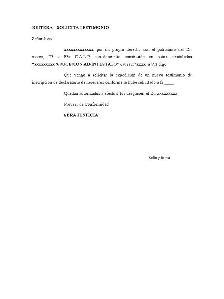 Solicita Oficio Al Archivo Notarial Segundo Testimonio | PDF Solicita Oficio Al Archivo Notarial Segundo Testimonio | PDF