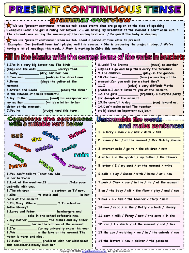 Present Continuous Tense 1 PDF | PDF