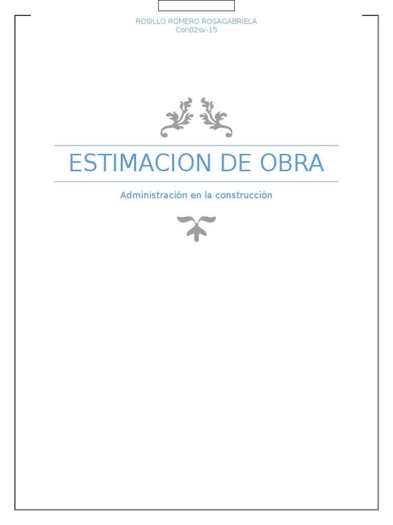 Estimacion de Obra | PDF | Presupuesto | Palabra