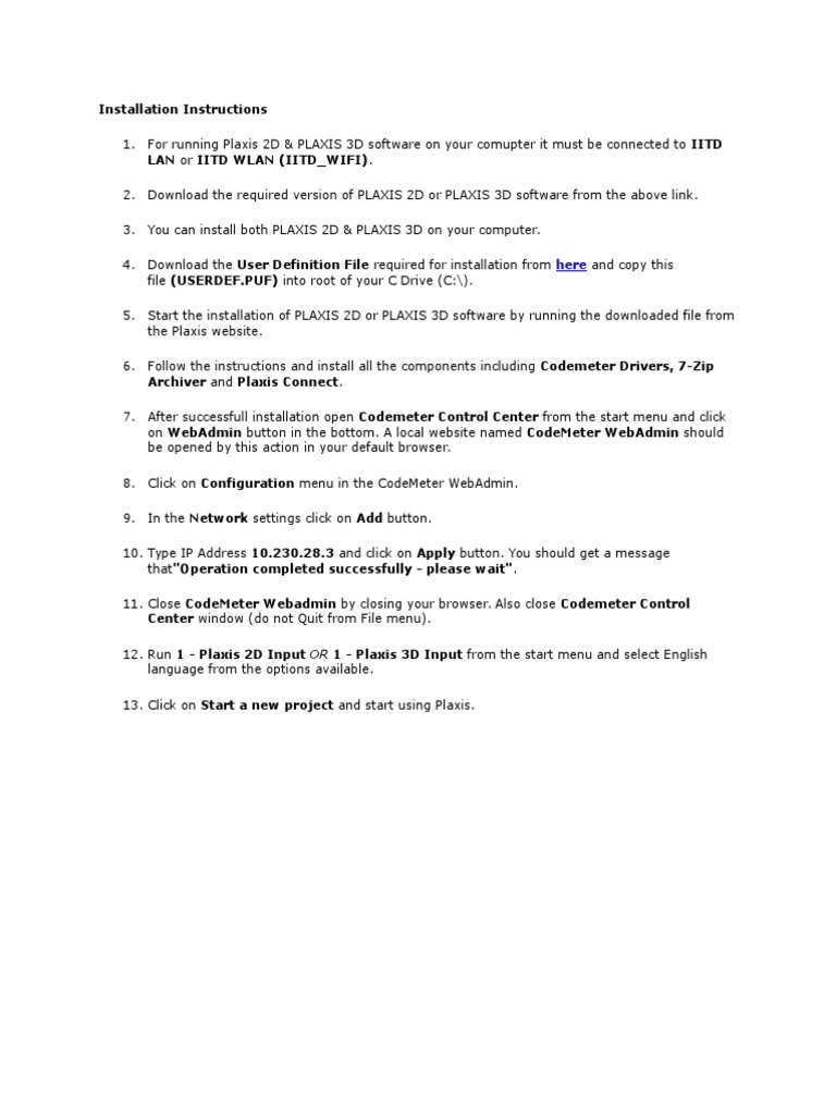 Plaxis Installation Guide for IITD Users | PDF